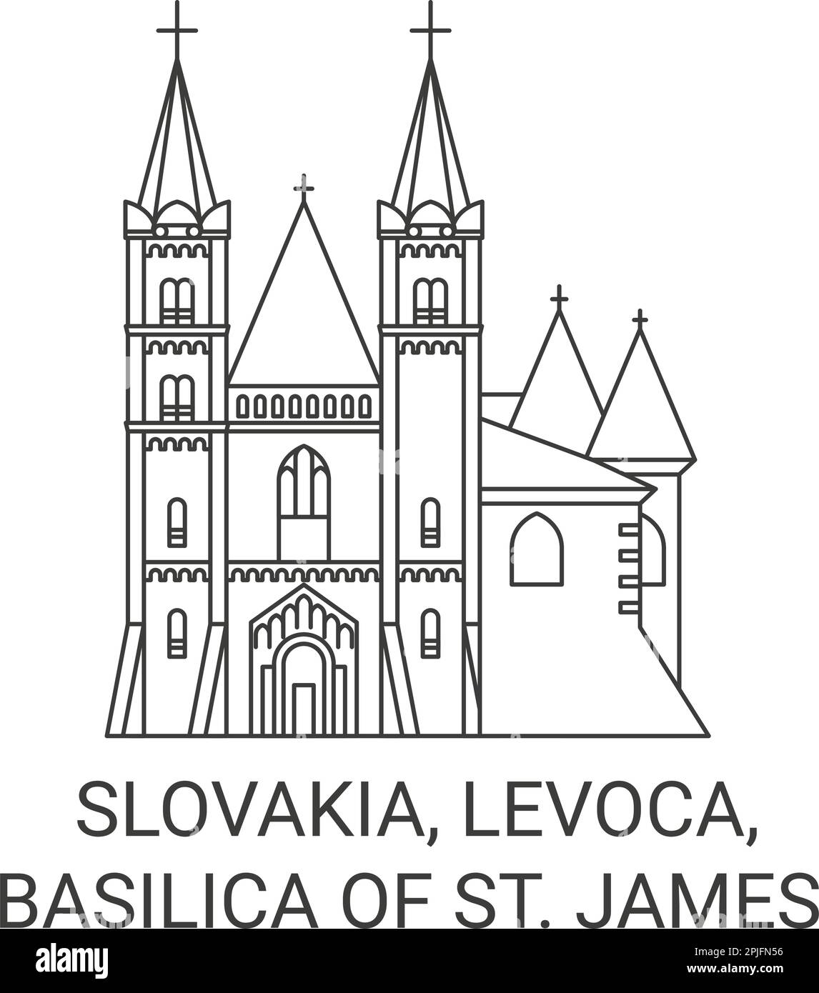 Slovakia, Levoca, Basilica Of St. James travel landmark vector ...