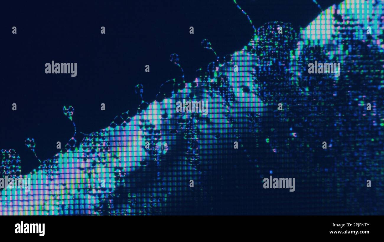 Glitch fluid digital glow iridescent pixel drops Stock Photo - Alamy