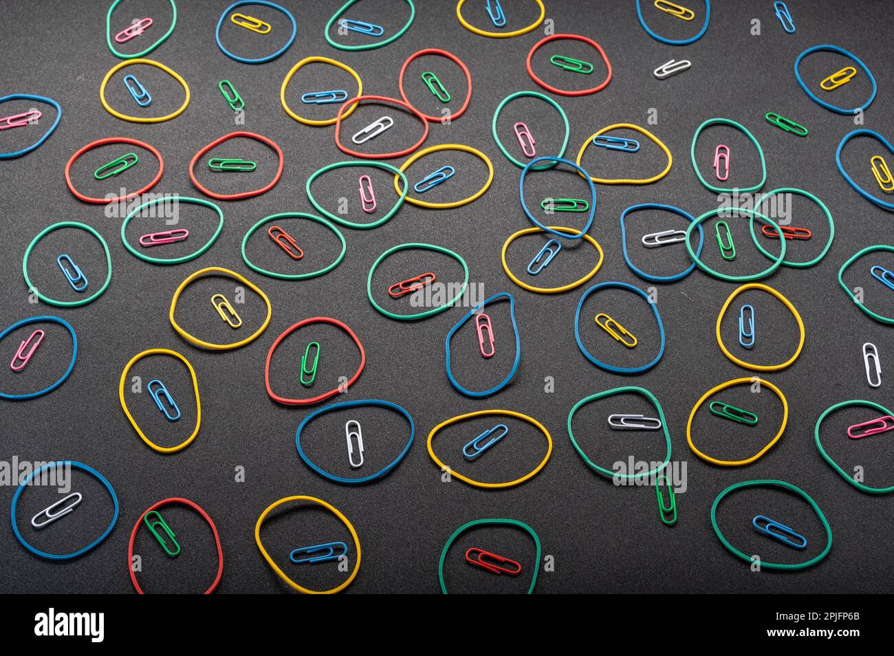 Background from stationery items. The background is slanted. Falling ...