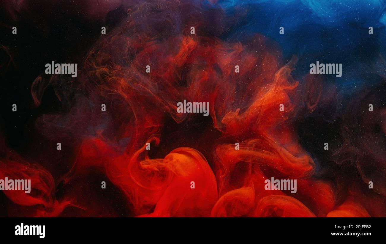 Color smoke paint water splash fire flame red blue Stock Photo - Alamy