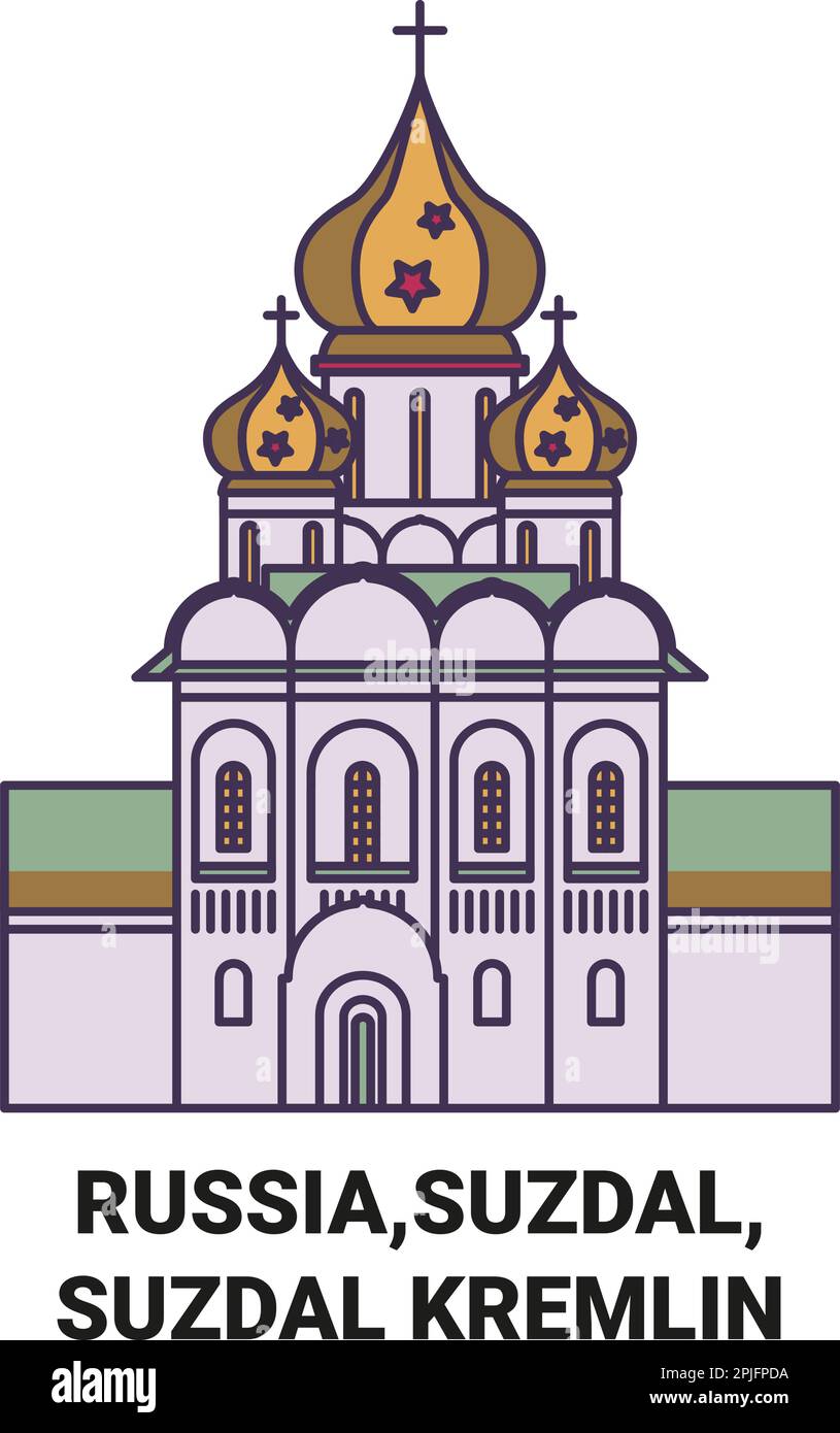 Russia,Suzdal, Suzdal Kremlin travel landmark vector illustration Stock ...