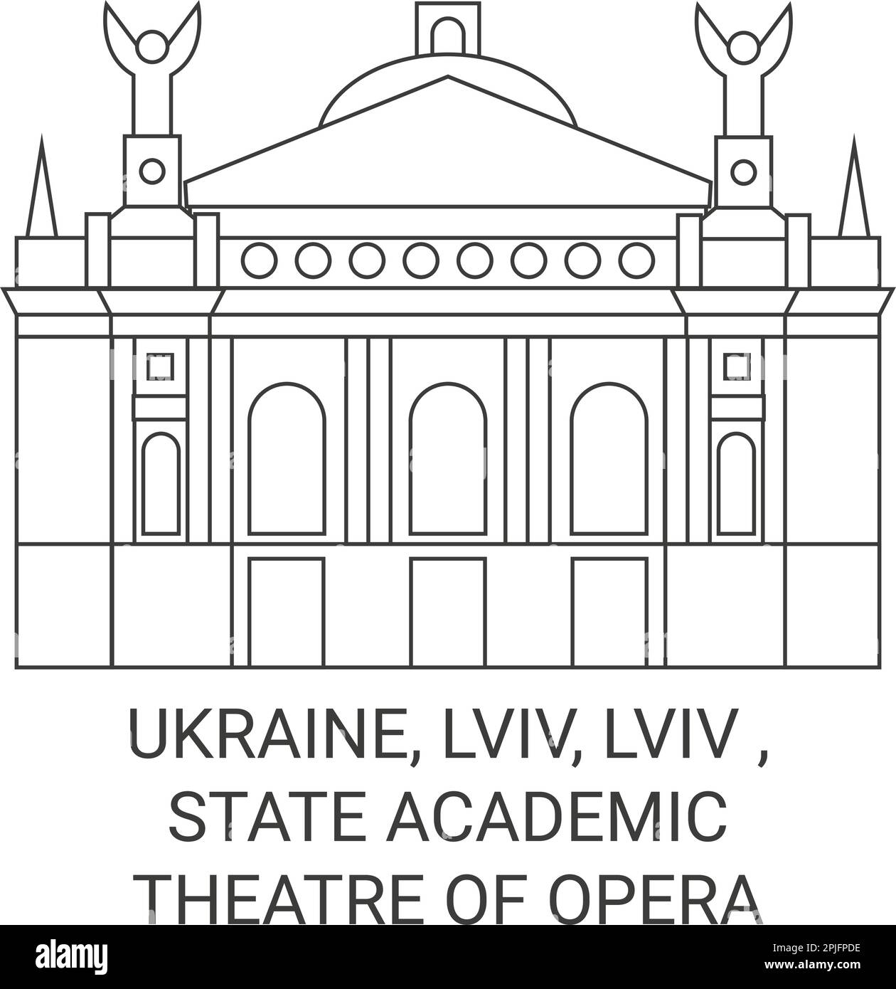 Ukraine Lviv Lviv State Academic Theatre Of Opera Travel Landmark Vector Illustration Stock