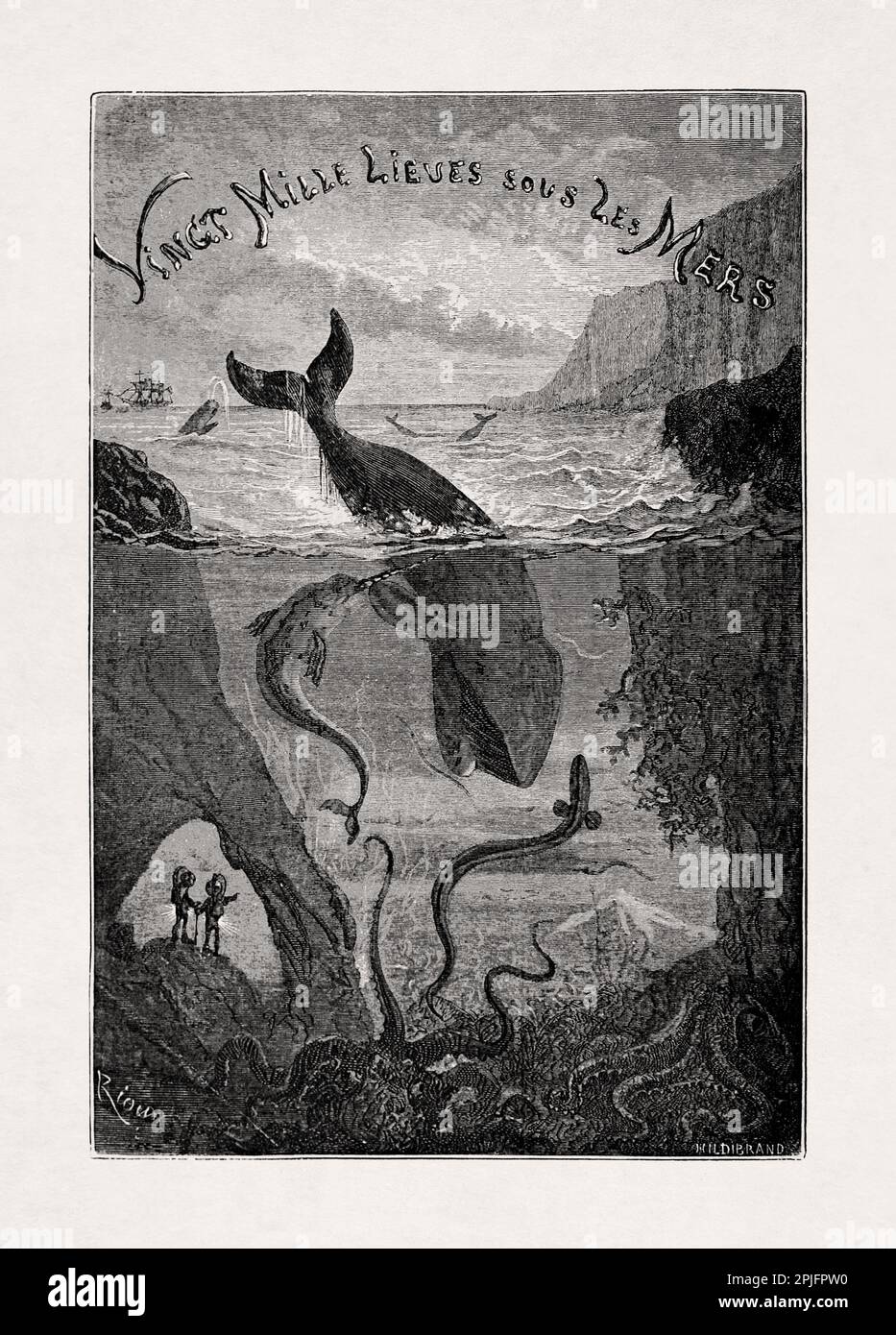illustration made by Edouard Riou in 1871 for Twenty Thousand Leagues ...