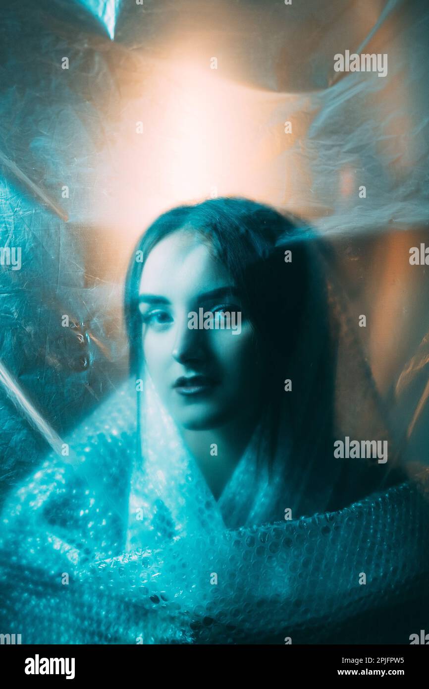 Saint face art portrait woman silhouette plastic Stock Photo - Alamy