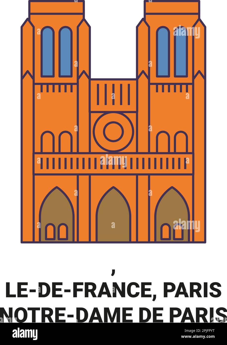 France, Parisnotredame De Paris travel landmark vector illustration ...