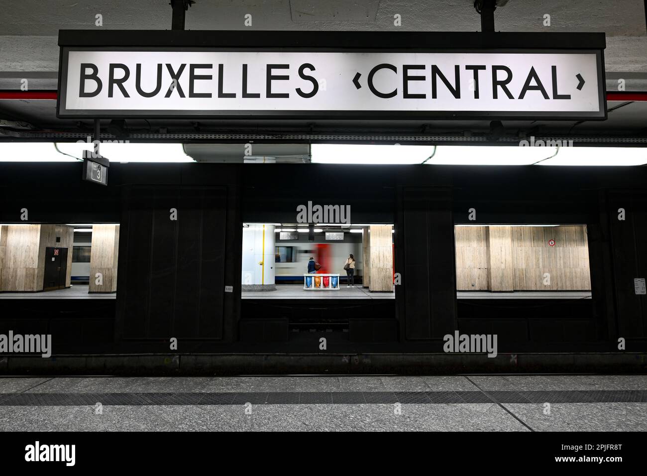 illustration picture of a NMBS - SNCB Train passing by in Brussels ...