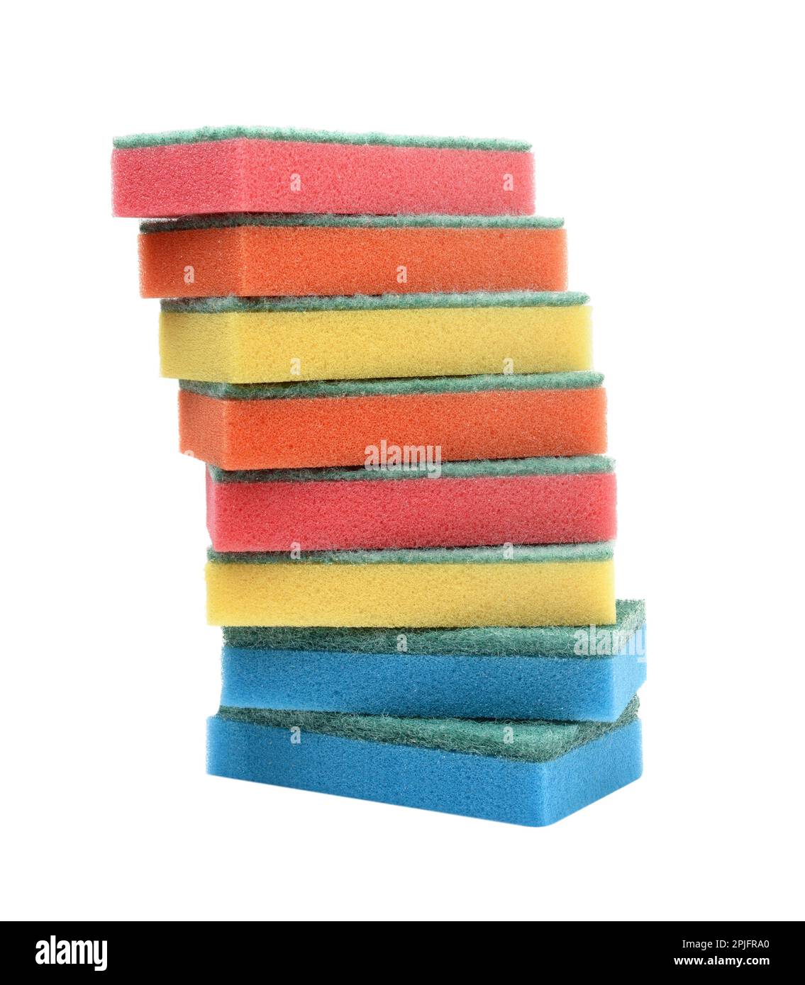 A group of new multi-colored sponges for dishes isolated on white Stock ...