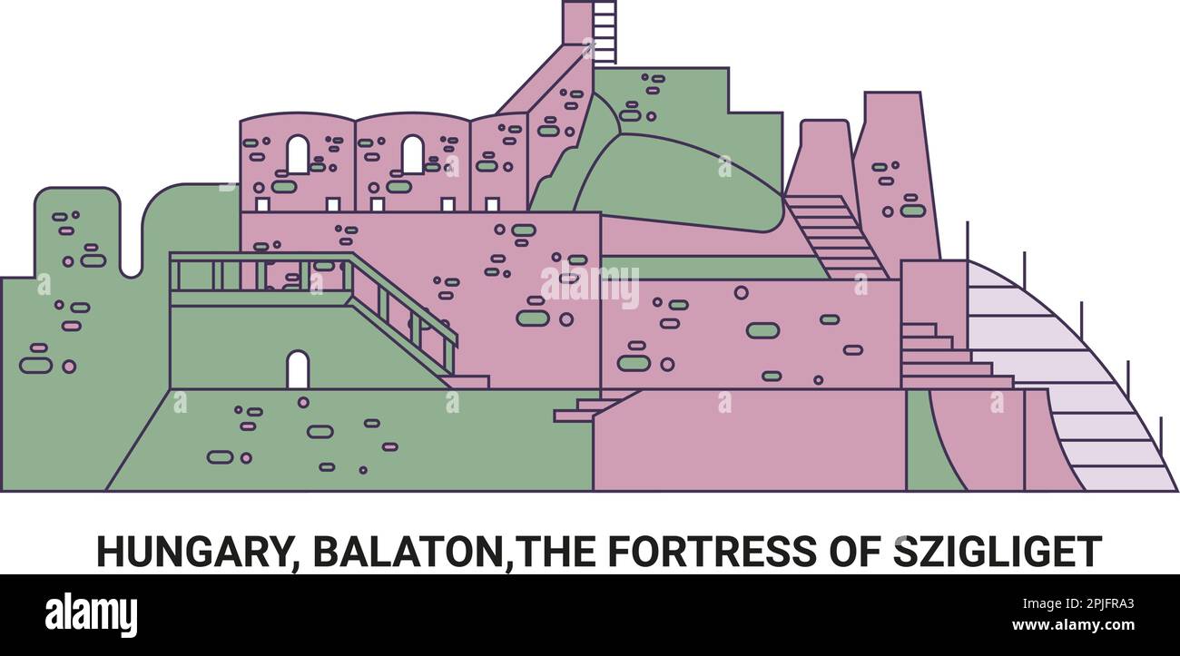 Hungary, Balaton,The Fortress Of Szigliget, travel landmark vector ...
