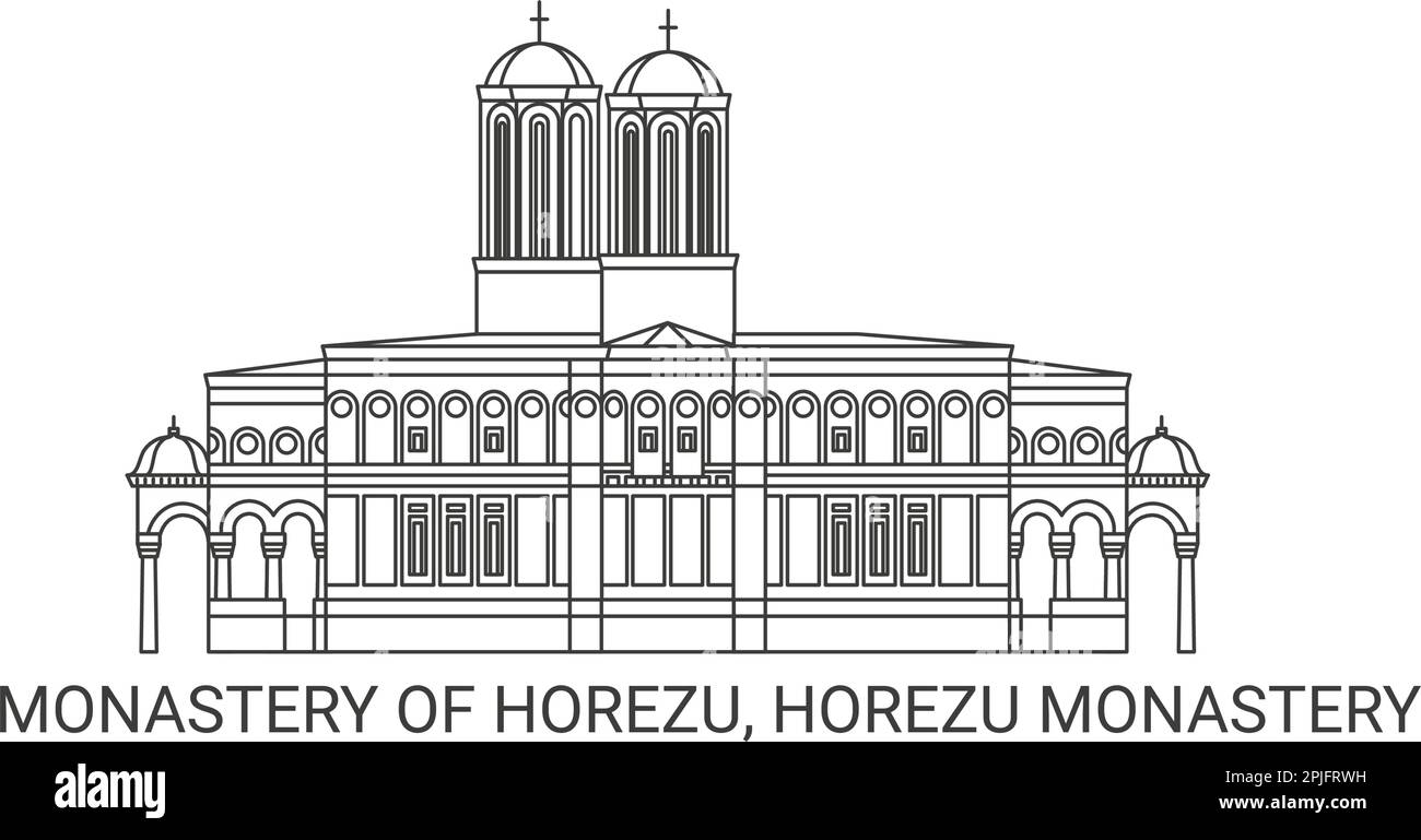 Romania, Monastery Of Horezu travel landmark vector illustration Stock ...