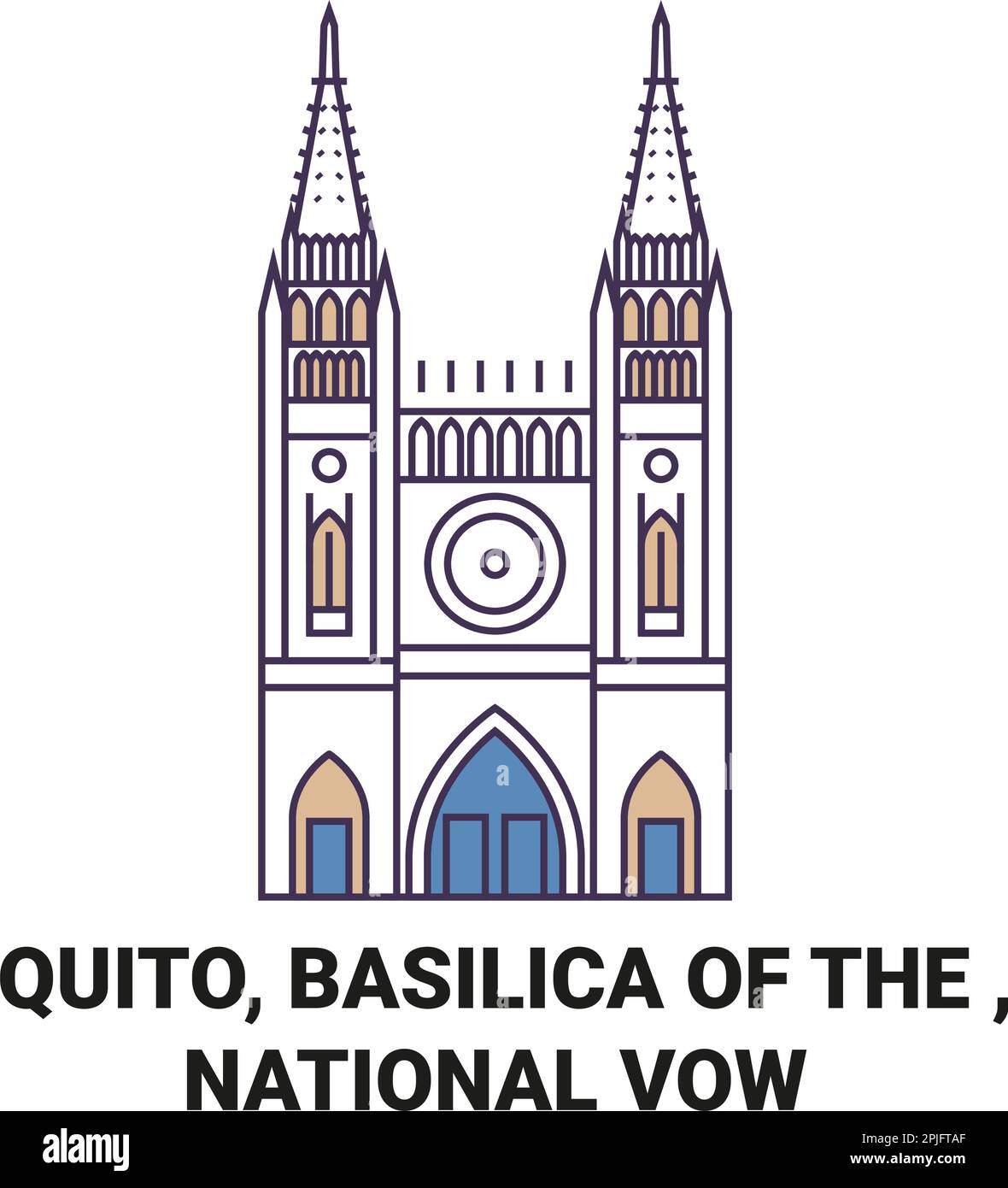 Ecuador, Quito, Basilica Of The , National Vow travel landmark vector ...