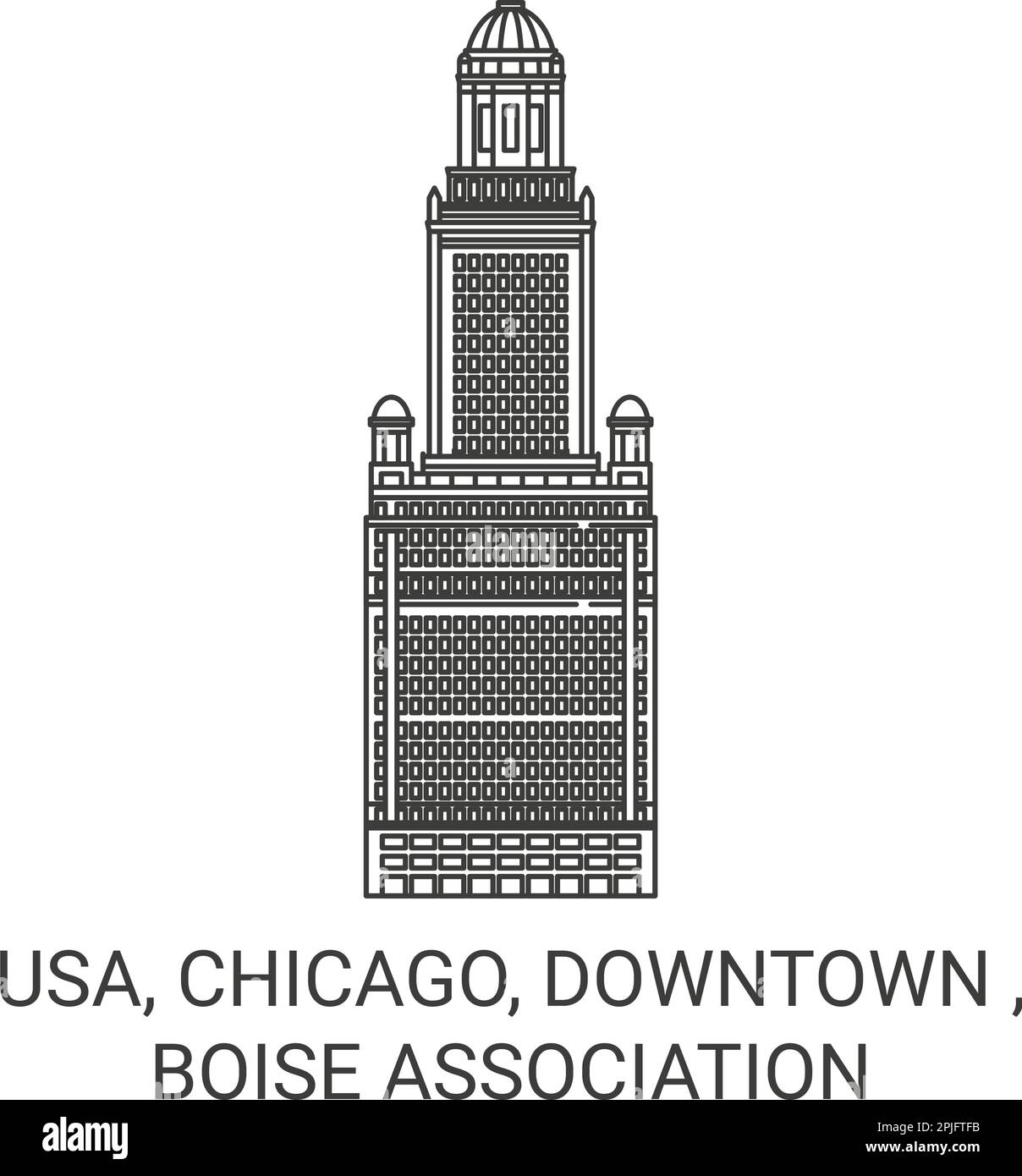 Usa, Chicago, Downtown , Boise Association travel landmark vector ...