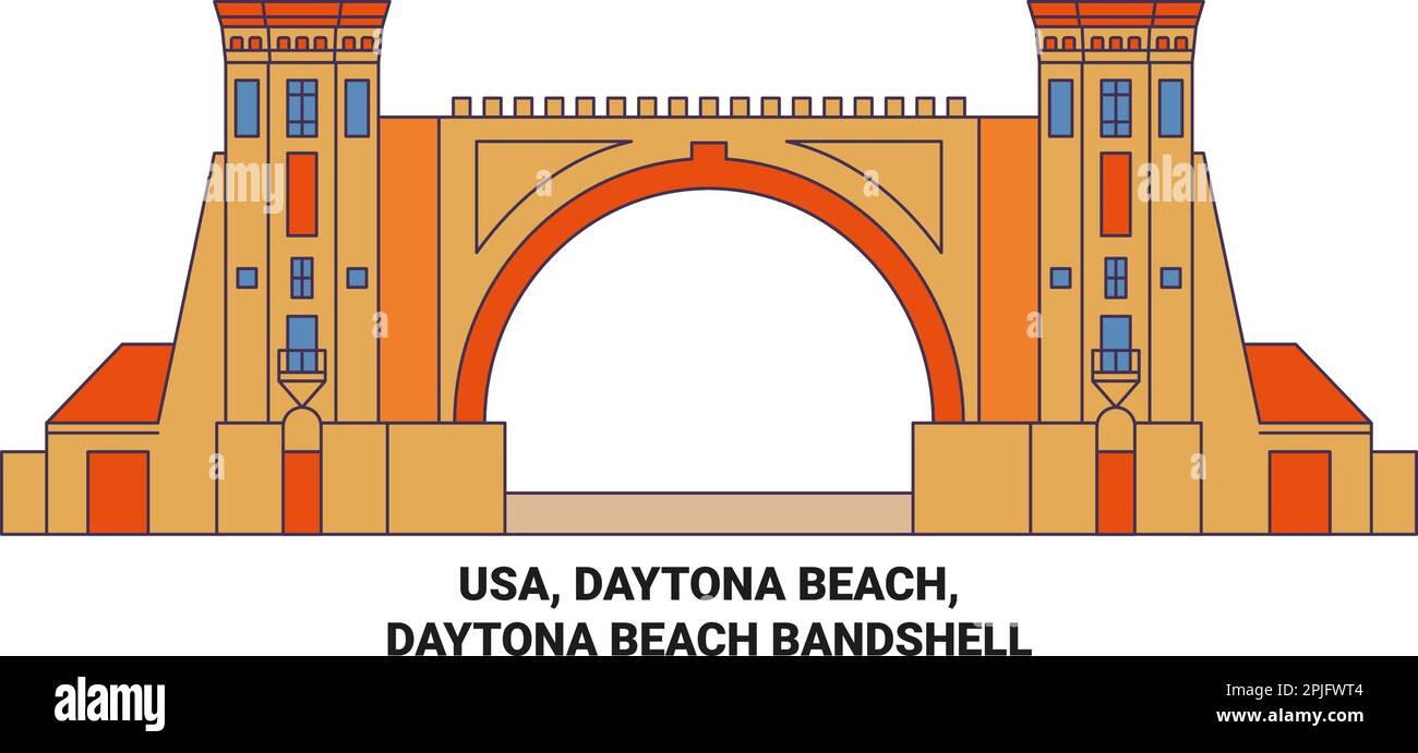 Usa, Daytona Beach, Daytona Beach Bandshell travel landmark vector ...