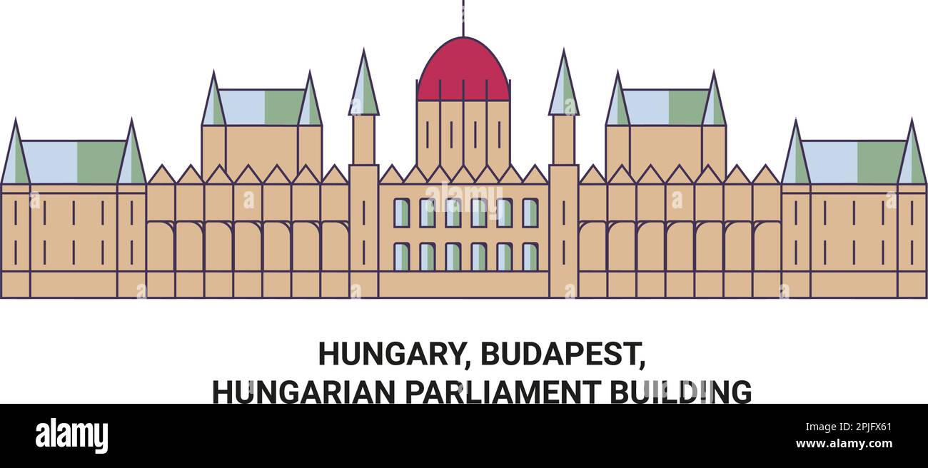 Hungary, Budapest, Hungarian Parliament Building travel landmark vector ...