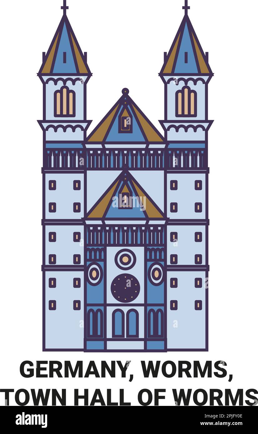 Germany, Worms, Town Hall Of Worms travel landmark vector illustration ...