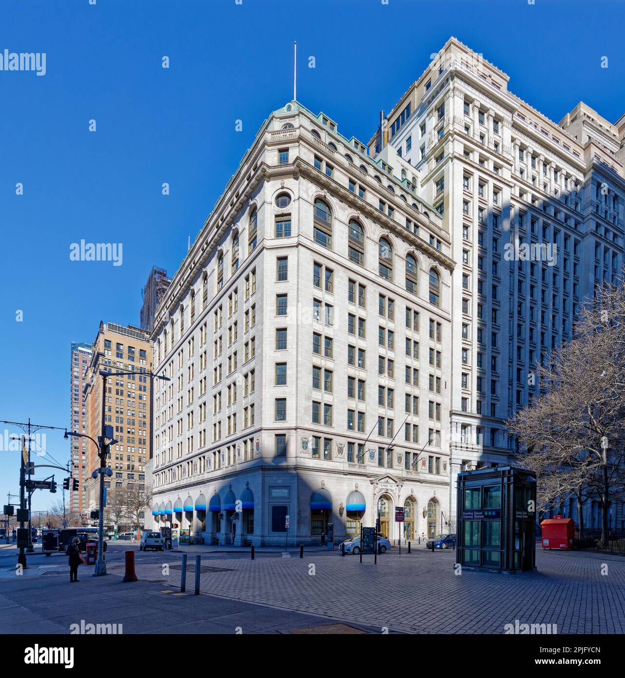 One Broadway, once the anchor of Steamship Row, is a white limestone ...