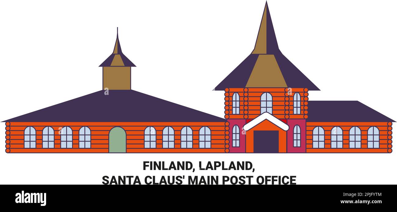 Finland, Lapland, Santa Claus' Main Post Office travel landmark vector ...
