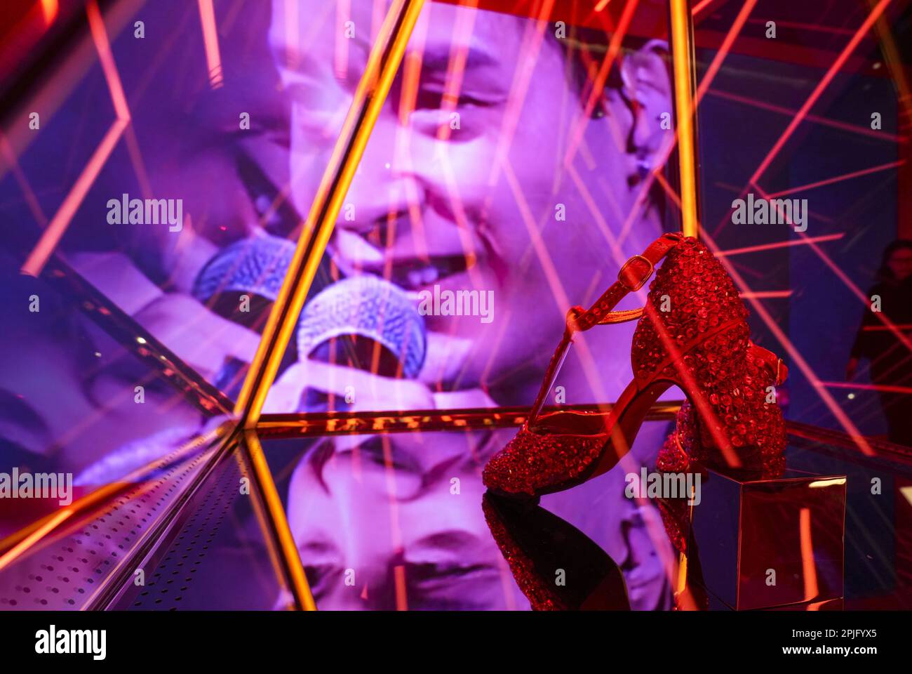 Red high heels worn by late Leslie Cheung Kwok-wing at Live in Concert ...