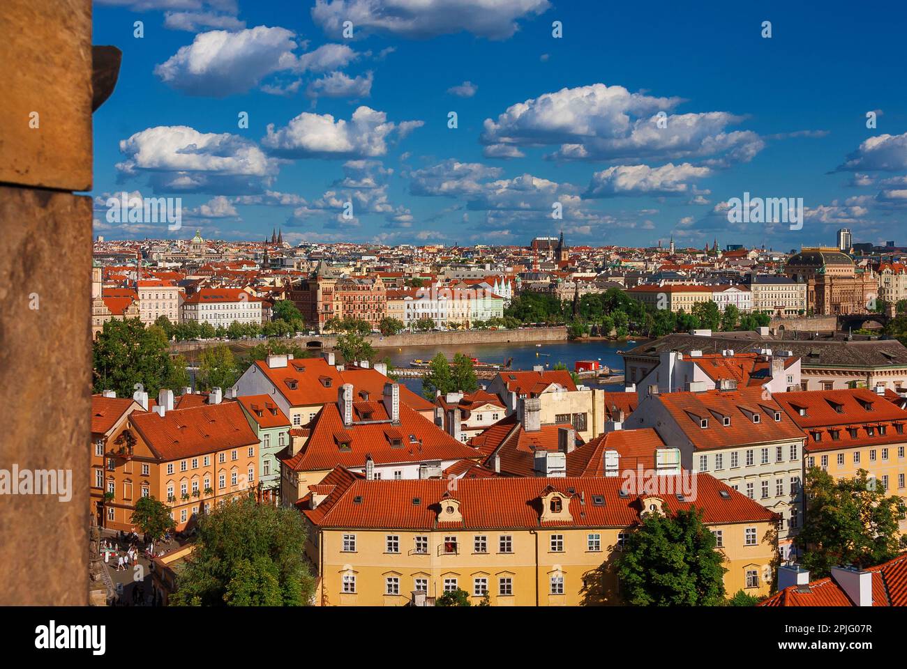 Prague historical center beautiful skyline with River Vltava from Mala ...