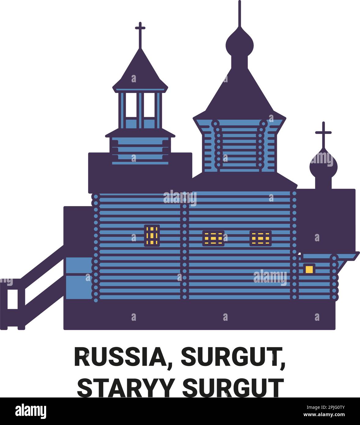 Russia, Surgut, Staryy Surgut travel landmark vector illustration Stock ...
