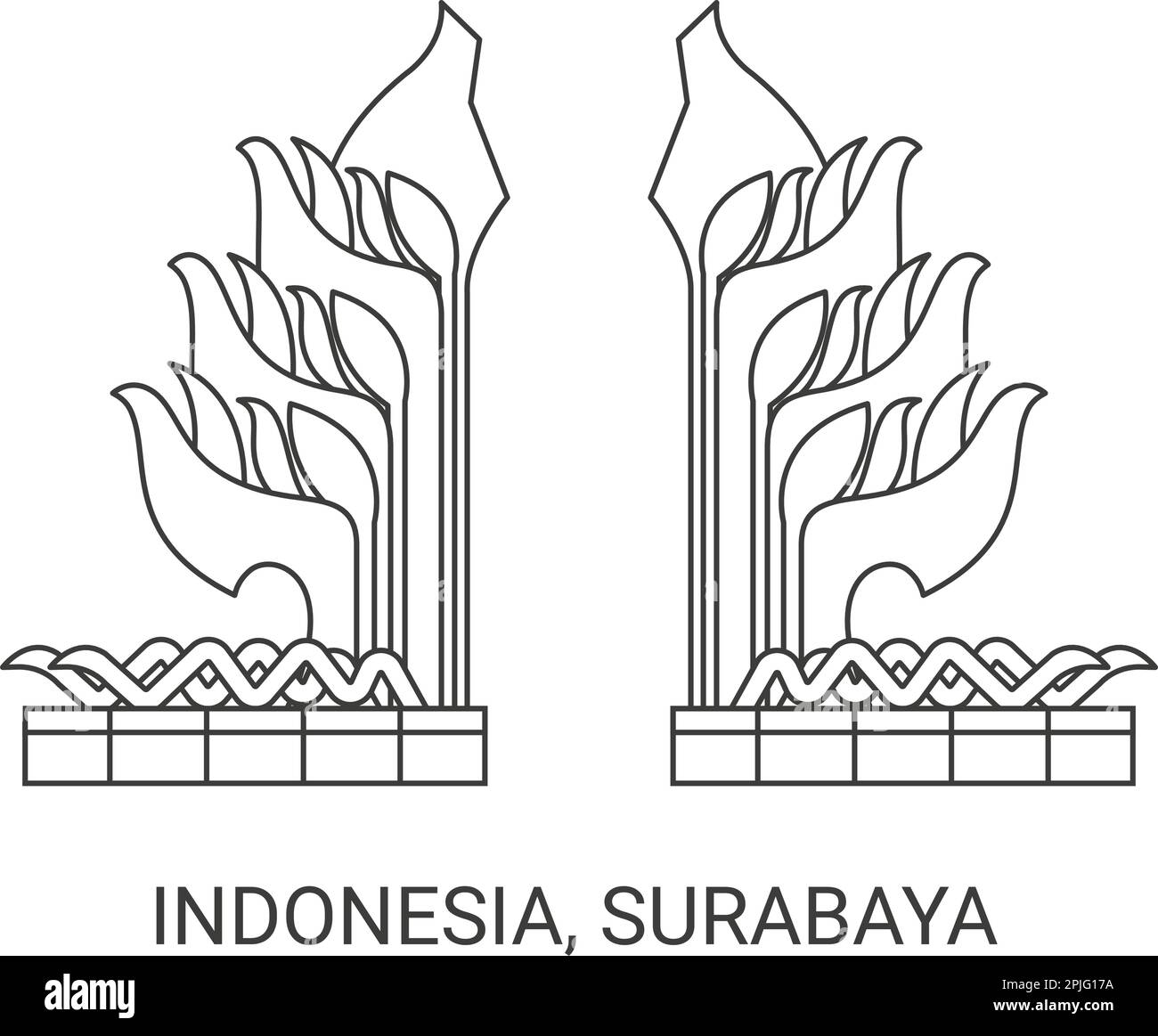Indonesia, Surabaya travel landmark vector illustration Stock Vector ...