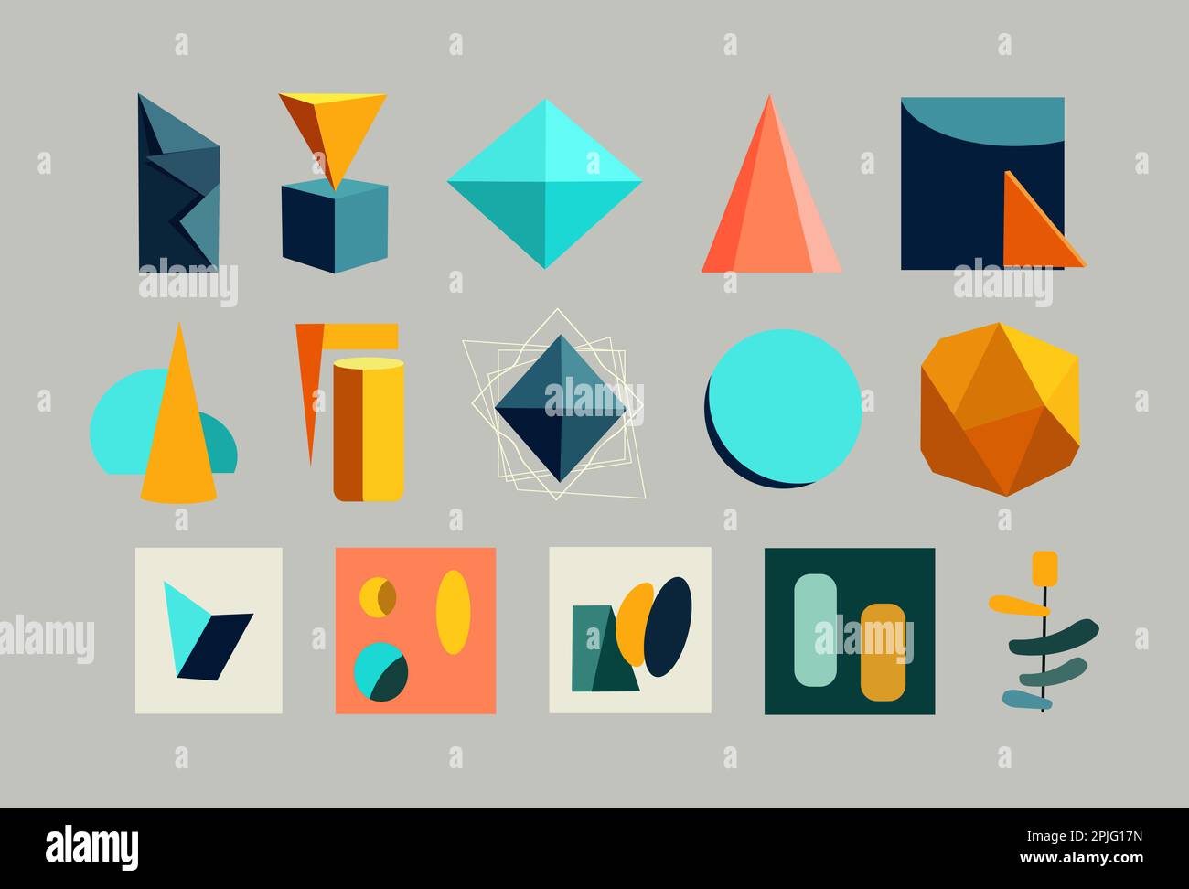 Bauhaus elements. Minimalist geometric brutal shapes.Colorful basic ...