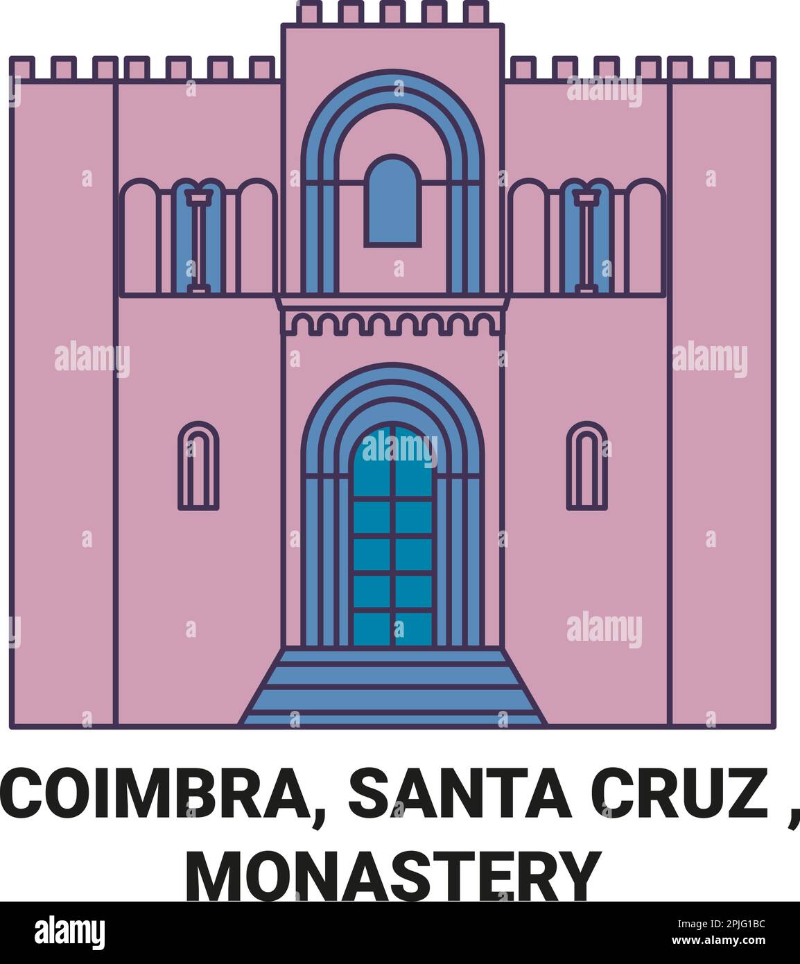 Portugal, Coimbra, Santa Cruz , Monastery travel landmark vector ...