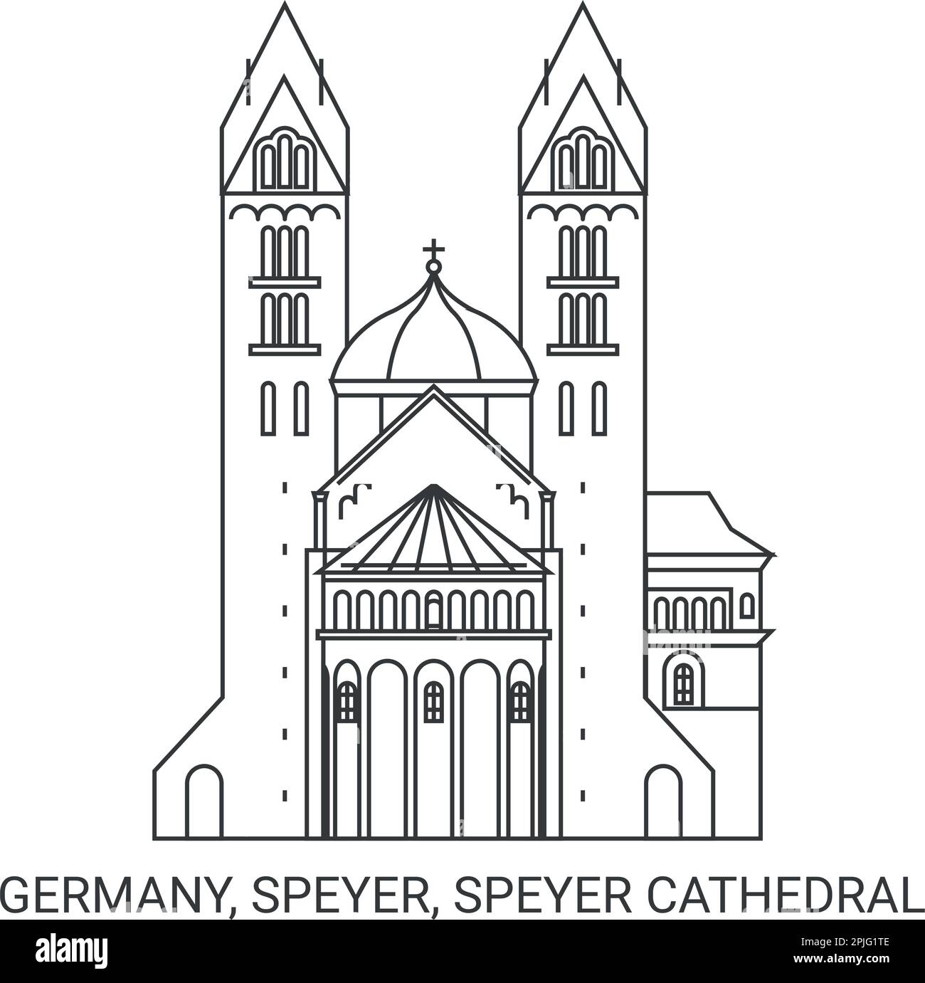 Germany, Speyer, Speyer Cathedral travel landmark vector illustration ...