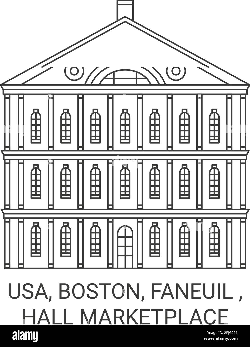 Usa, Boston, Faneuil , Hall Marketplace travel landmark vector ...