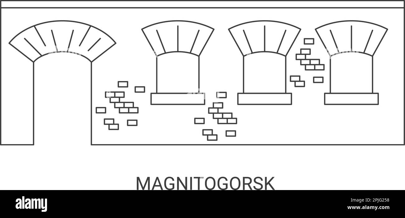 Russia, Magnitogorsk travel landmark vector illustration Stock Vector ...