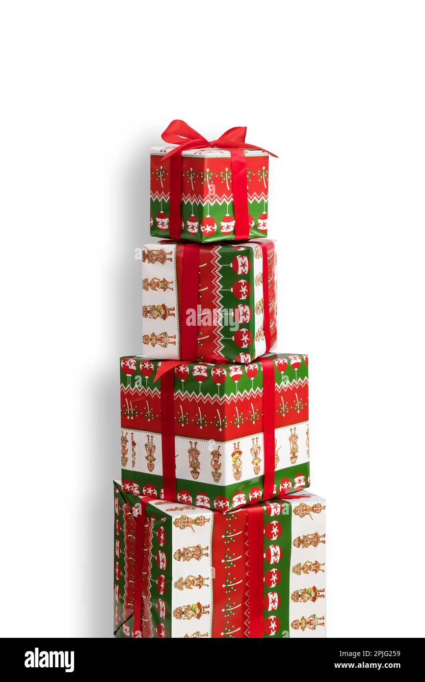christmas gift boxes green, red and white gift boxes with a ribbon ...