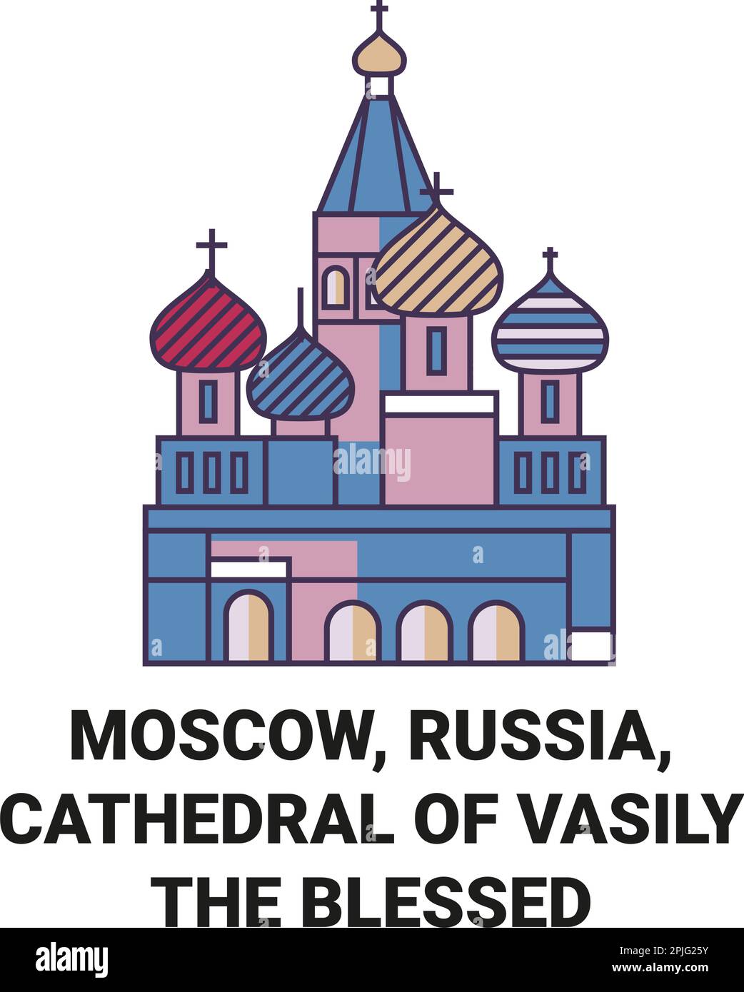 Russia, Moscow, Cathedral Of Vasily The Blessed travel landmark vector ...