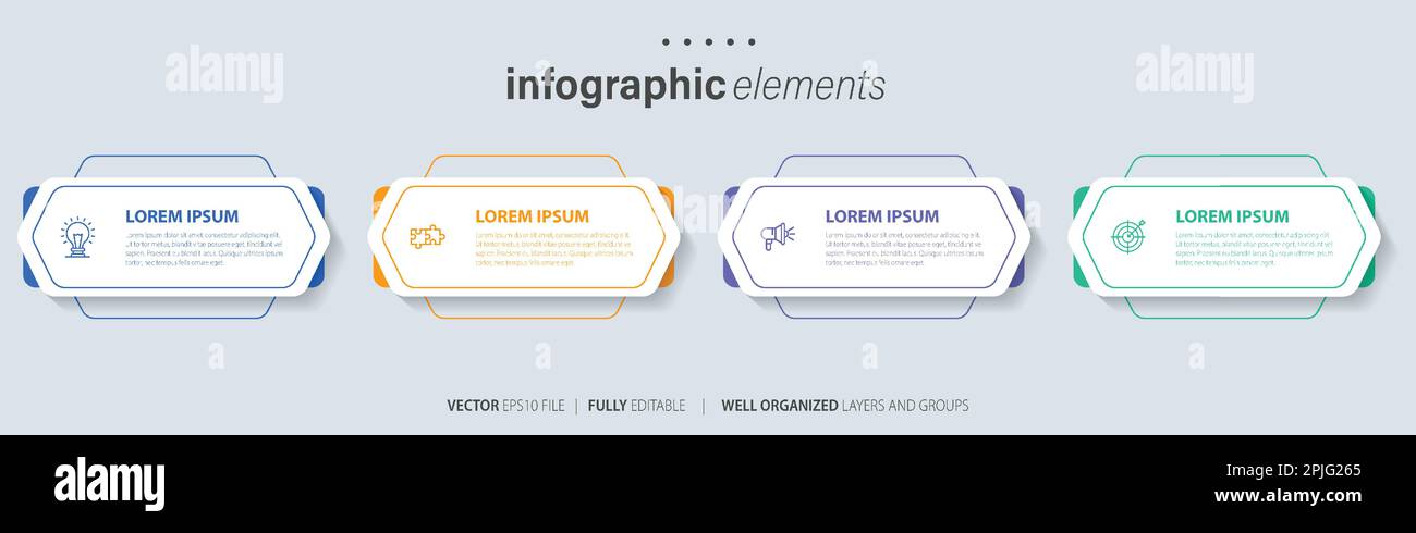 Vector Infographic label design template with icons and 4 options or ...