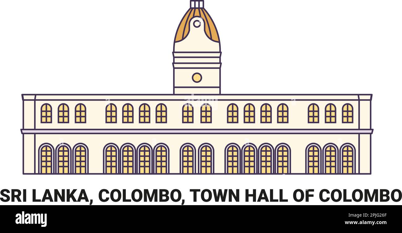 Sri Lanka, Colombo, Town Hall Of Colombo, travel landmark vector ...