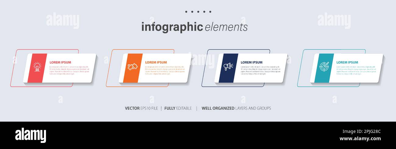 Vector Infographic label design template with icons and 4 options or ...