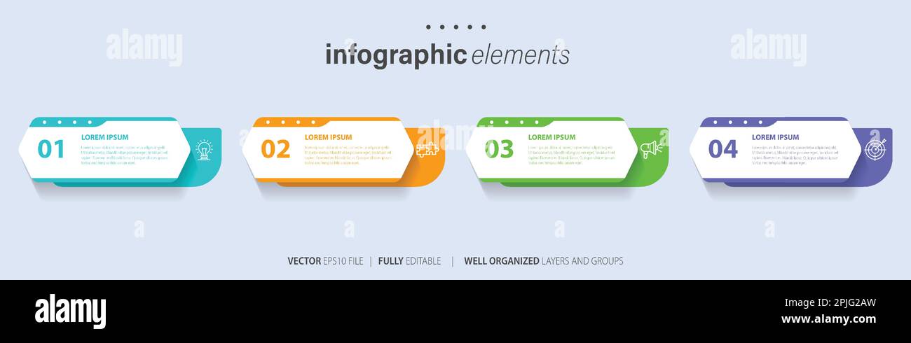Vector Infographic label design template with icons and 4 options or ...