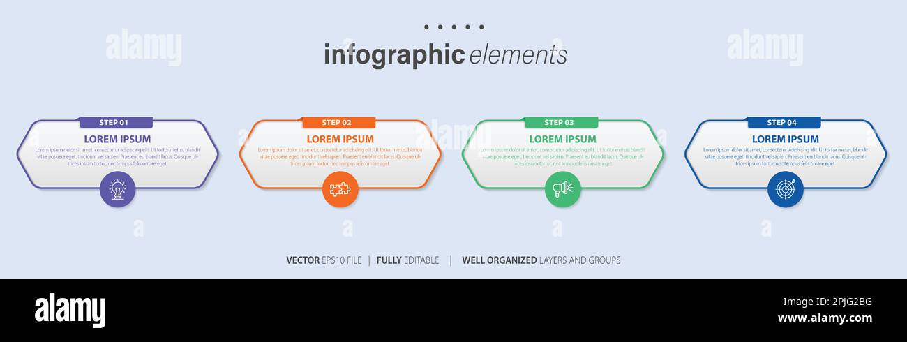 Vector Infographic label design template with icons and 4 options or ...