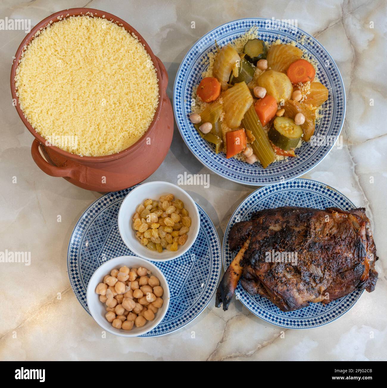 Tunisian dishe culinary Still Life. Mechoui Couscous Stock Photo - Alamy
