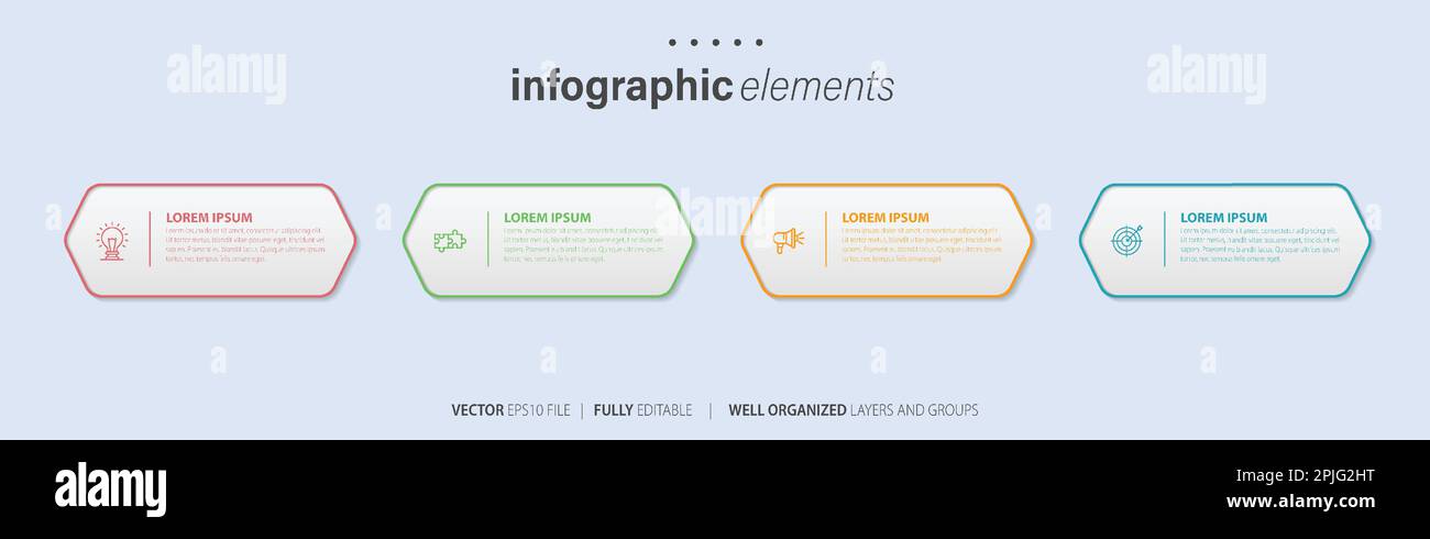Vector Infographic label design template with icons and 4 options or ...
