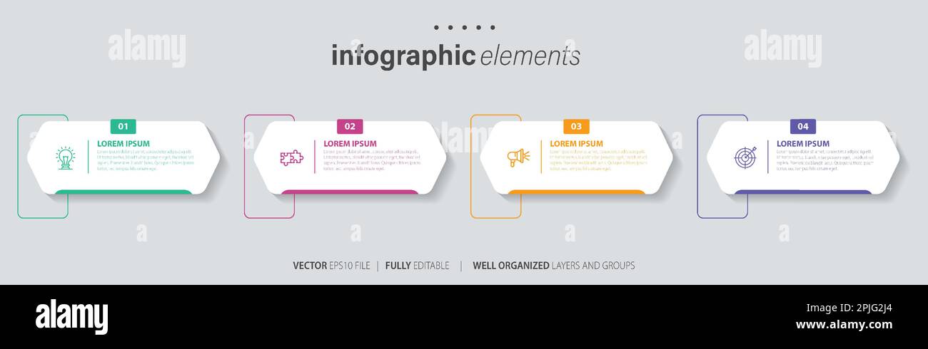 Vector Infographic label design template with icons and 4 options or ...