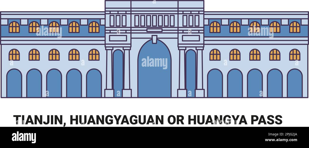 China, Tianjin, Huangyaguan Or Huangya Pass, travel landmark vector ...