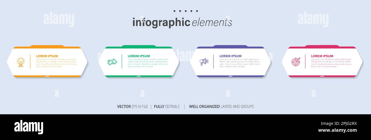 Vector Infographic label design template with icons and 4 options or ...