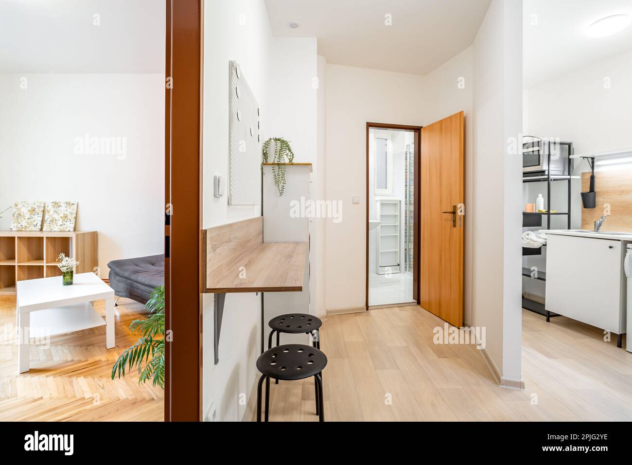 modern apartment unit, view into several rooms Stock Photo - Alamy