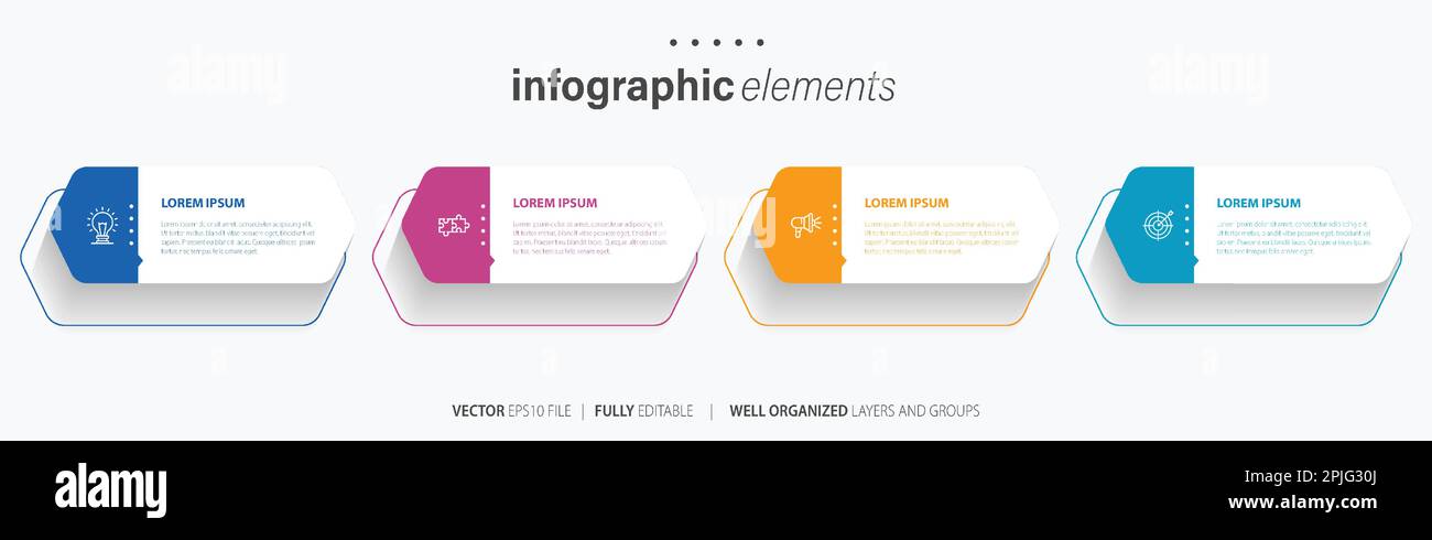 Vector Infographic label design template with icons and 4 options or ...