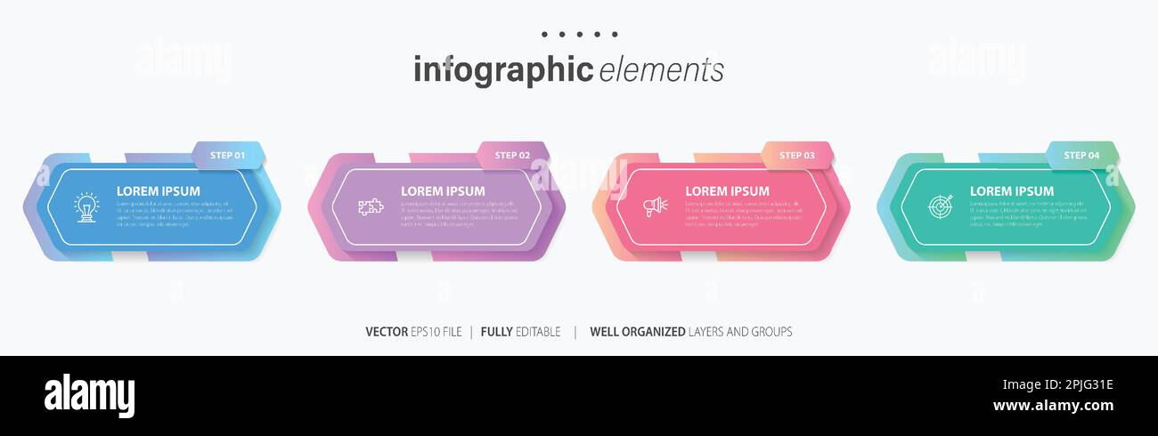 Vector Infographic label design template with icons and 4 options or ...