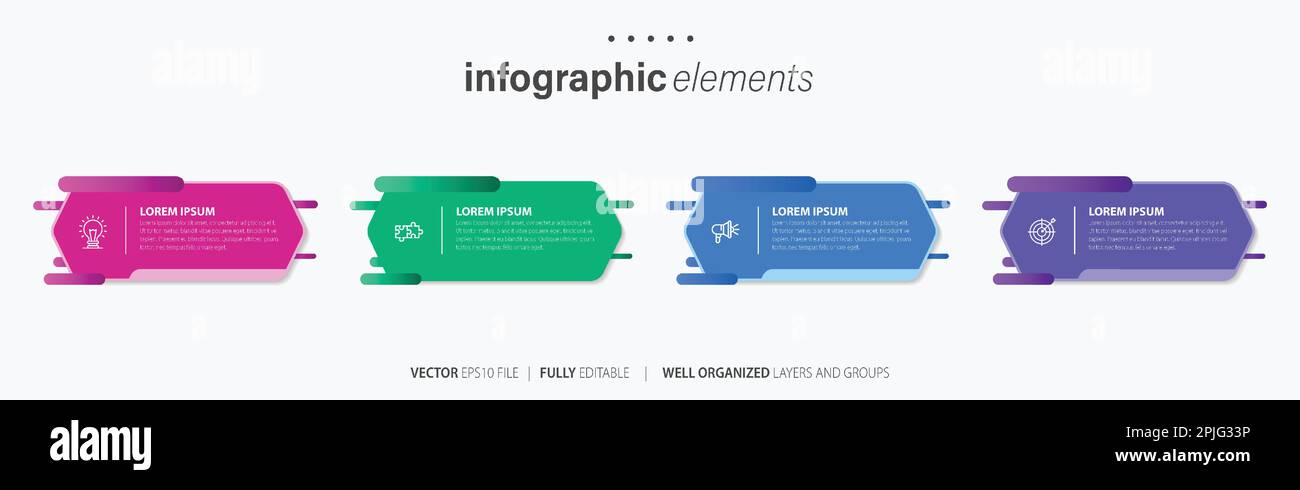 Vector Infographic label design template with icons and 4 options or ...