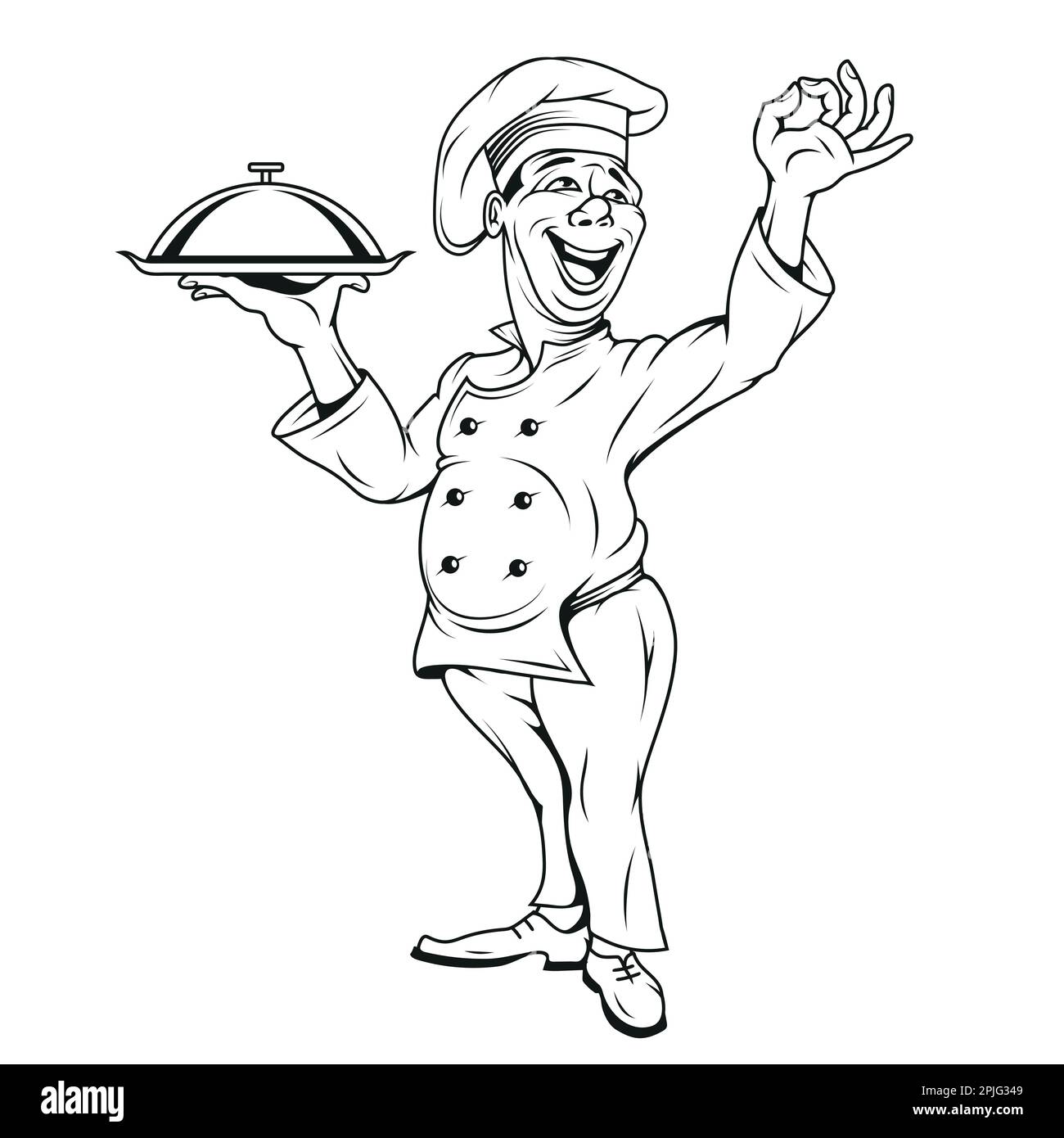 Chief cook . Man Serving Food. Chef sketch vector illustration Stock ...