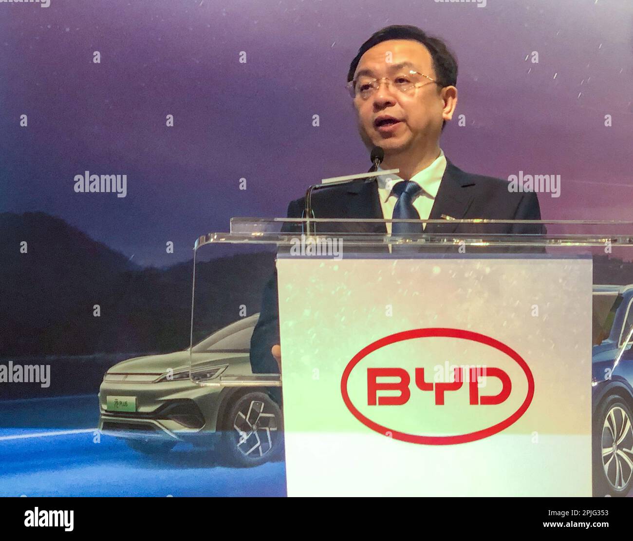 Wang Chuanfu, chairman and president of BYD, briefed the company's 2022 ...