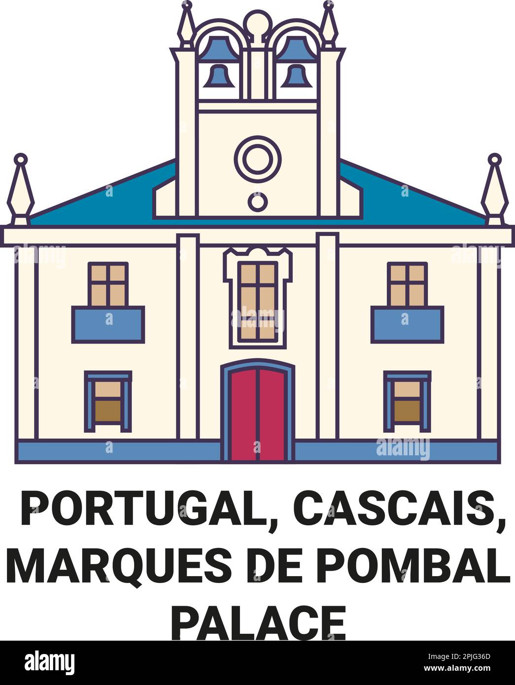 Portugal, Cascais, Marques De Pombal Palace travel landmark vector ...