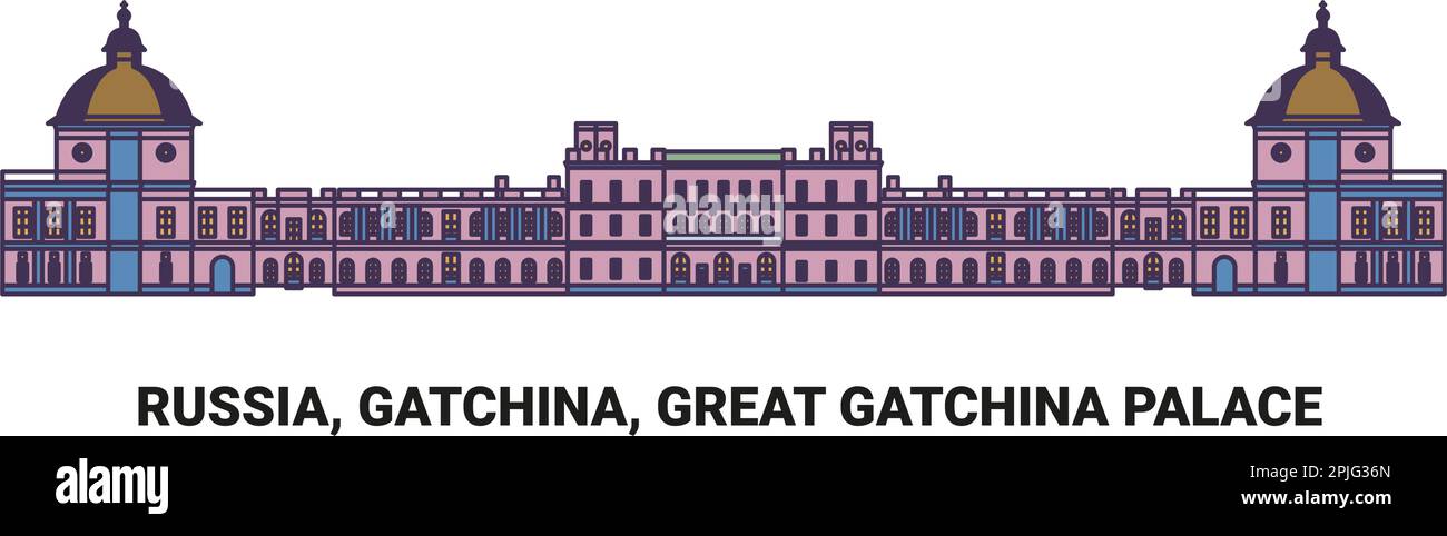 Russia, Gatchina, Great Gatchina Palace, travel landmark vector ...