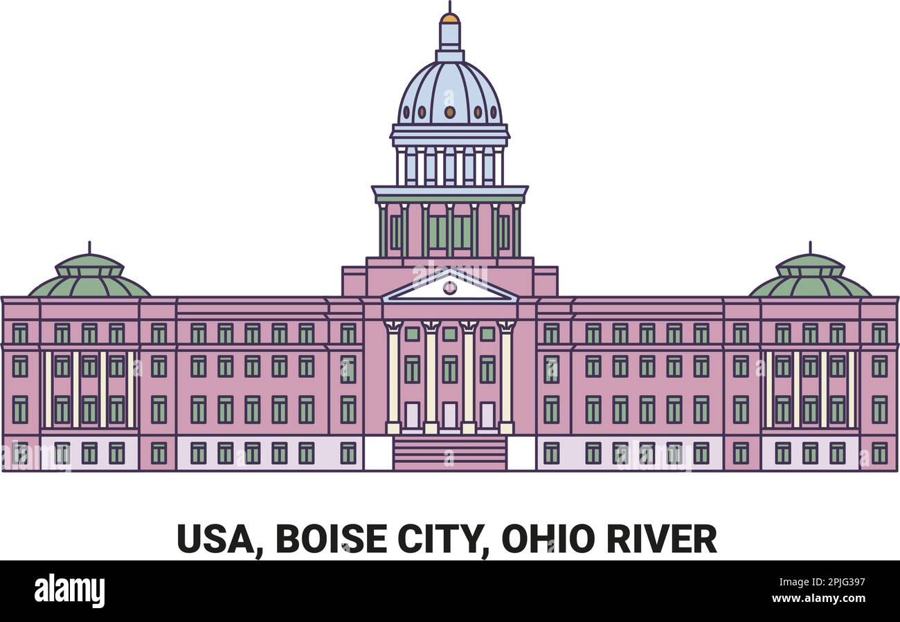Usa, Boise City, Ohio River, travel landmark vector illustration Stock ...